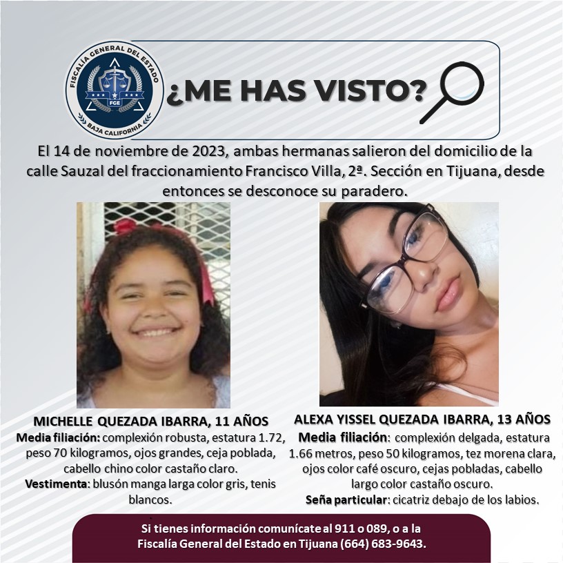 Buscan a Michelle y Alexa Yissel Quezada, hermanas desaparecidas en ...